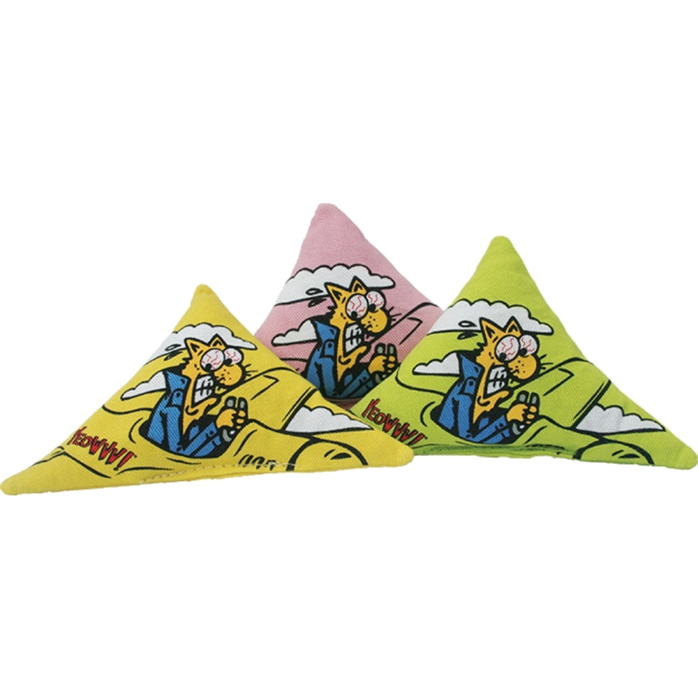 DUCKY WORLD, YEOWWW, Triangle, Jouet, Avec herbe à chat, Pour chat, Ve ...